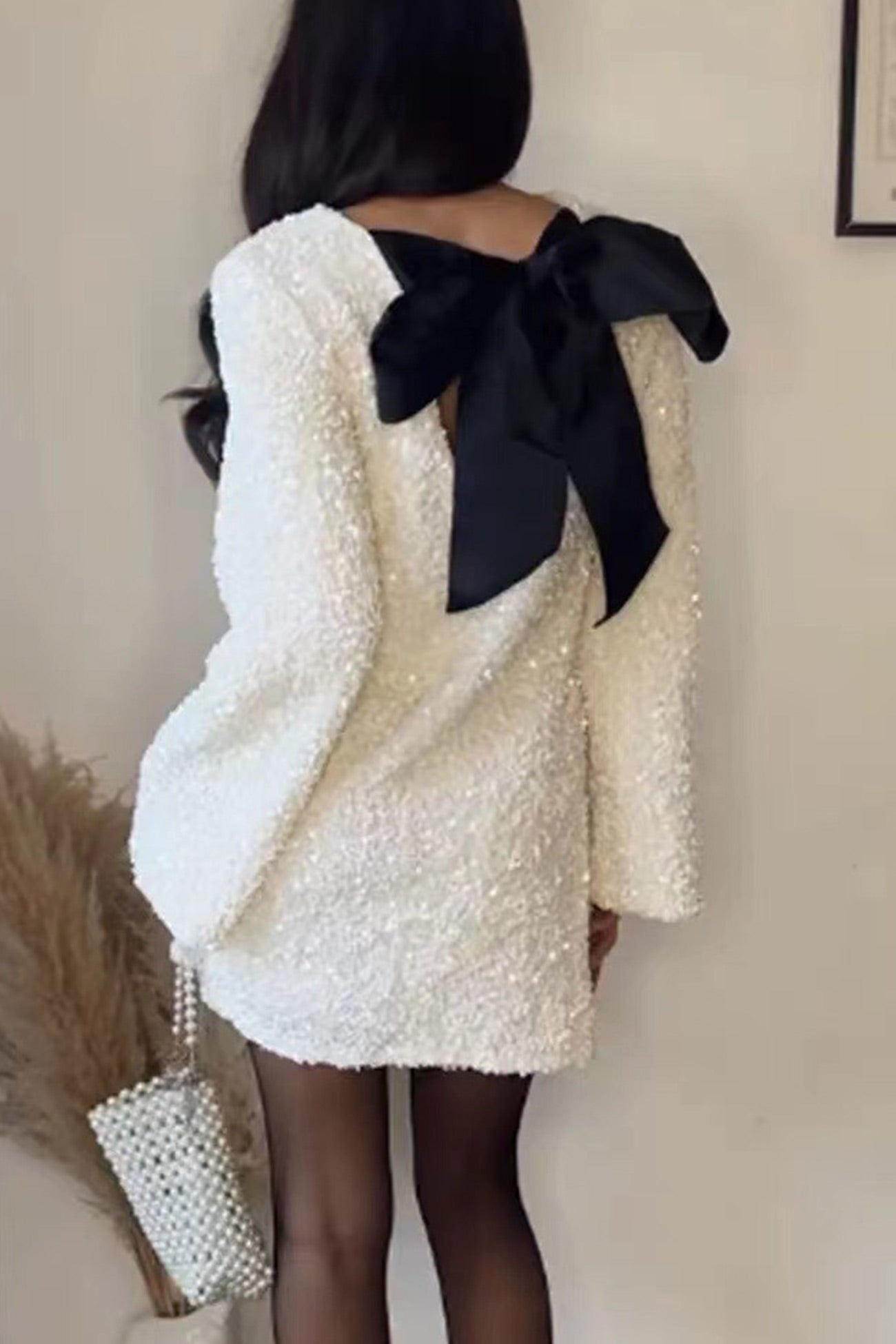 Back Bow Tie Sequin Mini Dress – clothcahouse